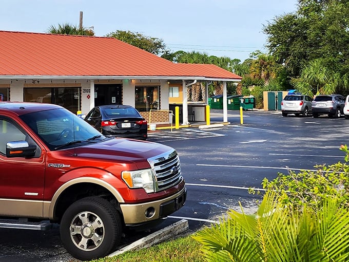 A parking lot that's always busy but never full—the universal sign of a local treasure that tourists haven't completely discovered yet.