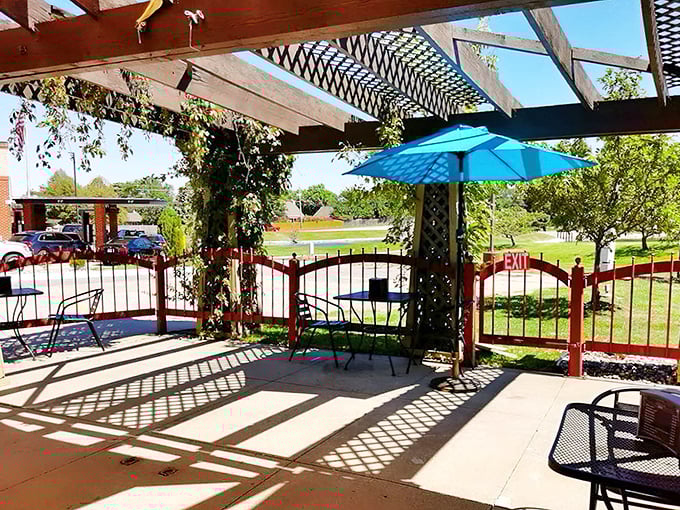 The outdoor patio offers a sunny retreat for post-seafood digestion—because sometimes you need fresh air after conquering a mountain of crab.