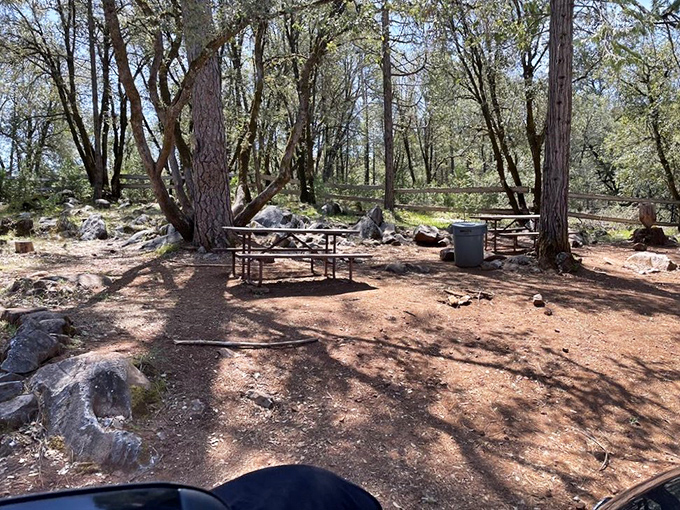 Picnic tables where you can contemplate what lies beneath. The perfect spot to refuel before or after your underground adventure.