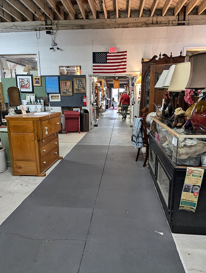 This antique market's treasures await discovery—one person's "grandma's old stuff" is another's "vintage collectible" in Cumberland's economy of nostalgia.
