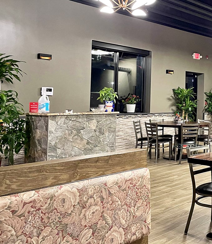 Plants bring life to the stone and wood interior, creating an oasis where the only thing fresher than the décor is the food.