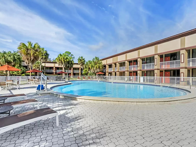 Affordable accommodations with that essential Florida amenity—a pool that's practically begging you to float away your afternoon.