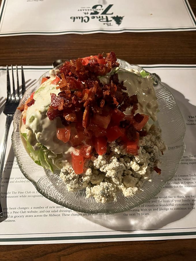 A salad that doesn't apologize for being indulgent. With bacon, blue cheese, and tomatoes, it's what vegetables dream of becoming.