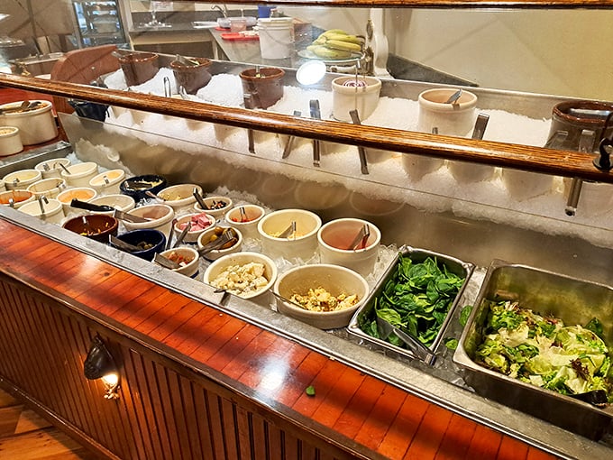 The salad bar—a Midwestern work of art where fresh ingredients wait patiently for you to make good choices or deliciously bad ones.