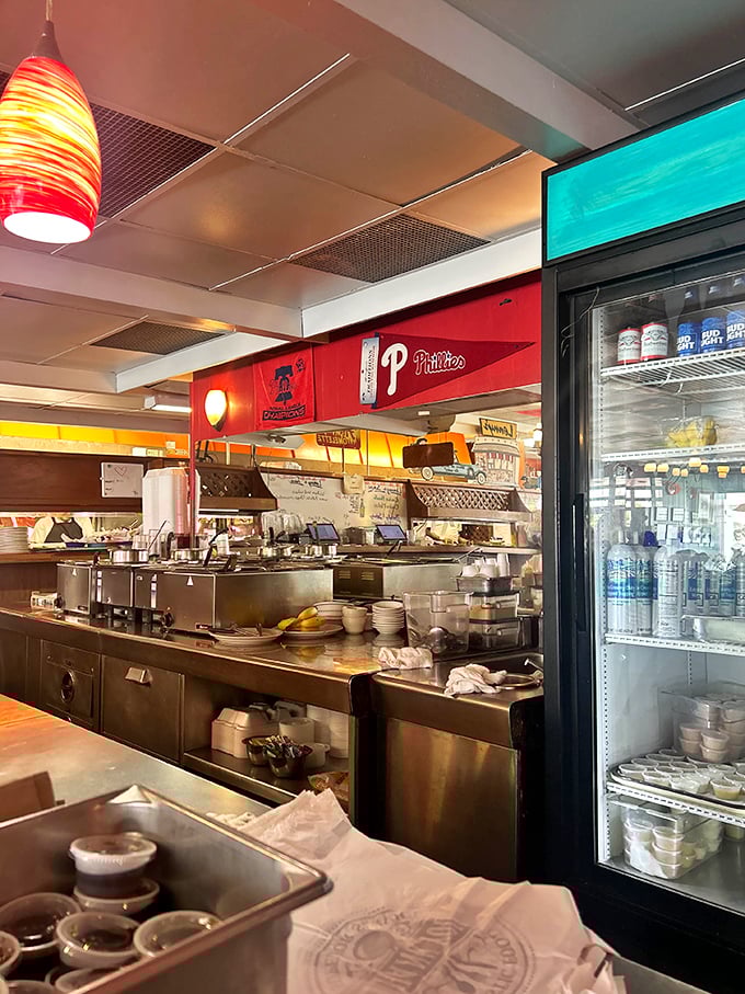 Another view of the kitchen – where short-order wizards transform simple ingredients into the comfort food of your nostalgic dreams.