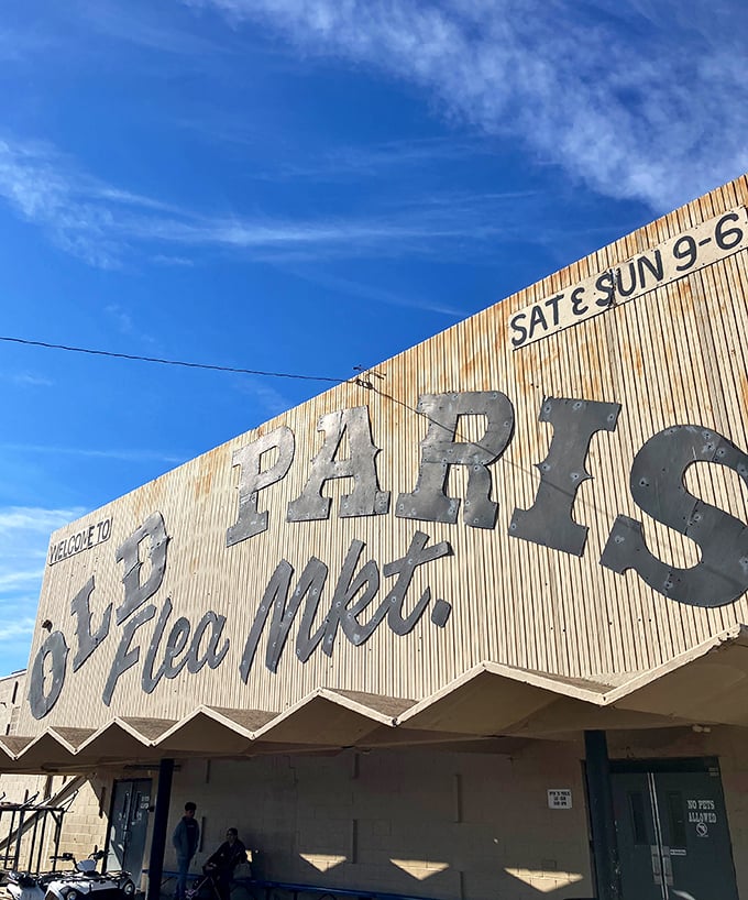 The weathered sign against that perfect Oklahoma blue sky isn't just advertising weekend hours—it's promising adventure to anyone smart enough to show up.