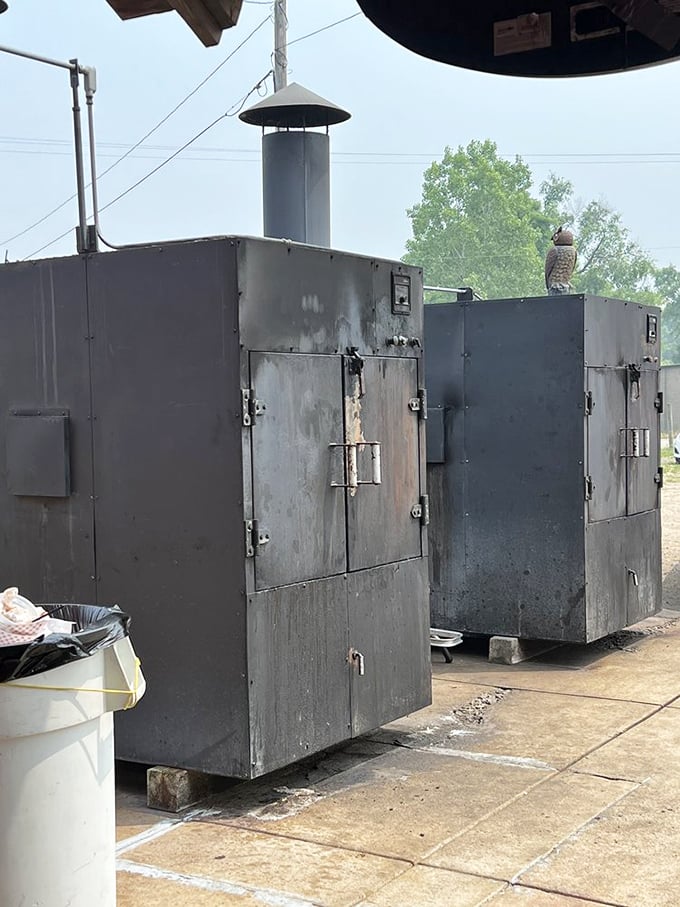 The workhorses of West Texas Barbeque Co.—these smokers have seen things, done things, and created memories that last longer than the meal itself.