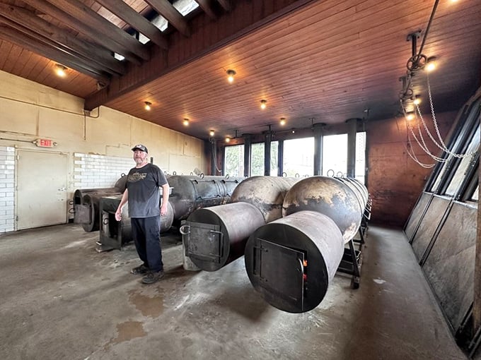 The smokers: where science, art, and patience converge in a symphony of oak and time. The true workhorses behind the Franklin legend.