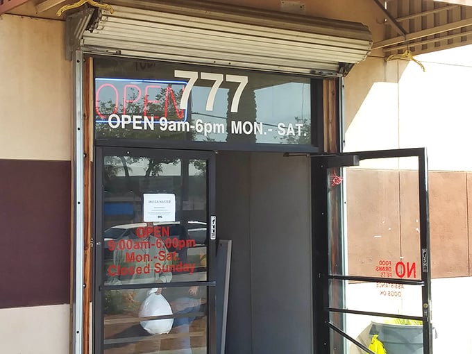 Those store hours on the entrance door—9am to 6pm, six days a week—are your window of opportunity for secondhand serendipity.