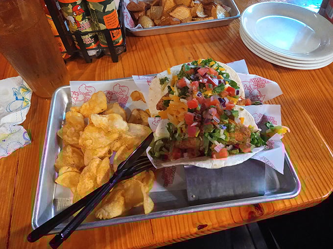 Tacos that don't need a passport to deliver authentic flavor. The colorful toppings create a fiesta that your taste buds are formally invited to attend.
