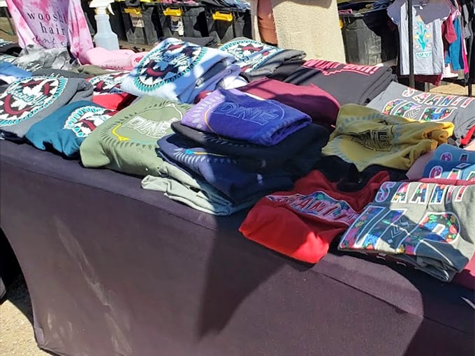 T-shirt diplomacy! These colorful stacks offer everything from local humor to Southwestern pride—the perfect souvenir that actually gets worn.