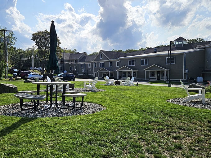 The Inn at Rye Place offers that quintessential New England lodging experience – casual comfort with Adirondack chairs for sunset viewing.