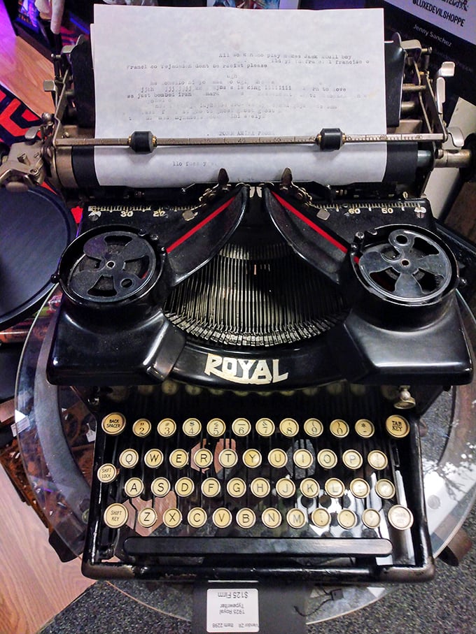 The satisfying clack of keys that built novels, love letters, and resignation notices. This Royal typewriter awaits its next great American story.