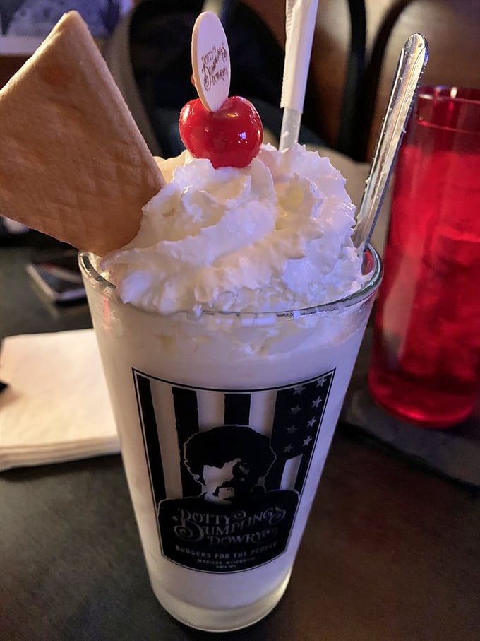 A vanilla malt that transports you straight to 1955, when desserts weren't afraid to be desserts. That cherry on top isn't garnish—it's a crown.