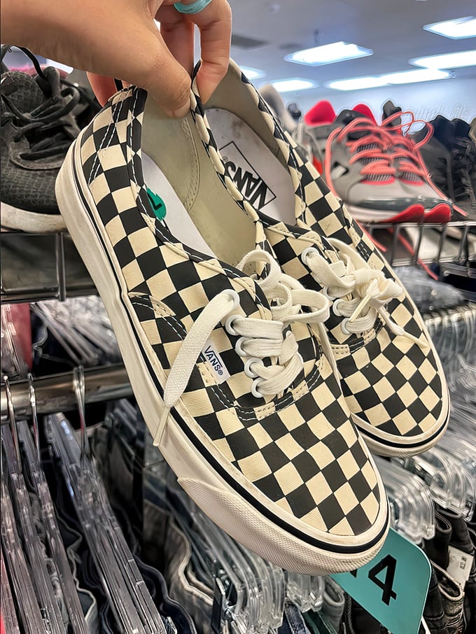 Classic checkered Vans: the Switzerland of footwear—neutral enough for everything, but never boring. And at these prices? Chef's kiss.
