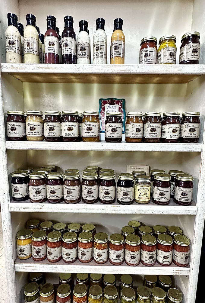 Homemade jams and preserves adding a sweet touch to this antique wonderland's eclectic offerings.