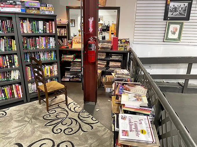The literary corner—where cookbooks with handwritten notes in the margins become more valuable than pristine first editions to the right collector.