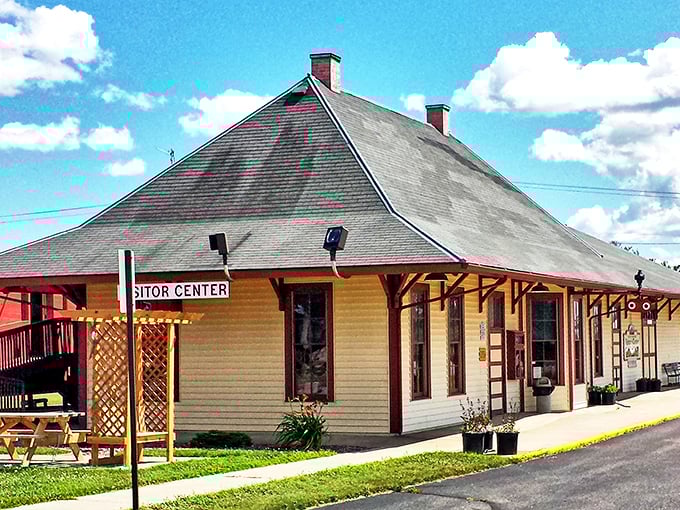 The Visitor Center welcomes travelers with the architectural equivalent of a warm Wisconsin smile—a restored depot that serves as the town's front porch.