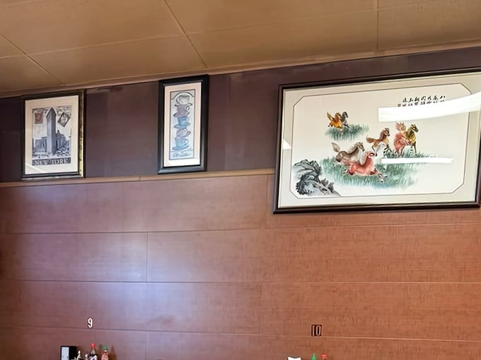 The wall art offers a cultural backdrop to your meal – visual appetizers before the main event arrives at your table.