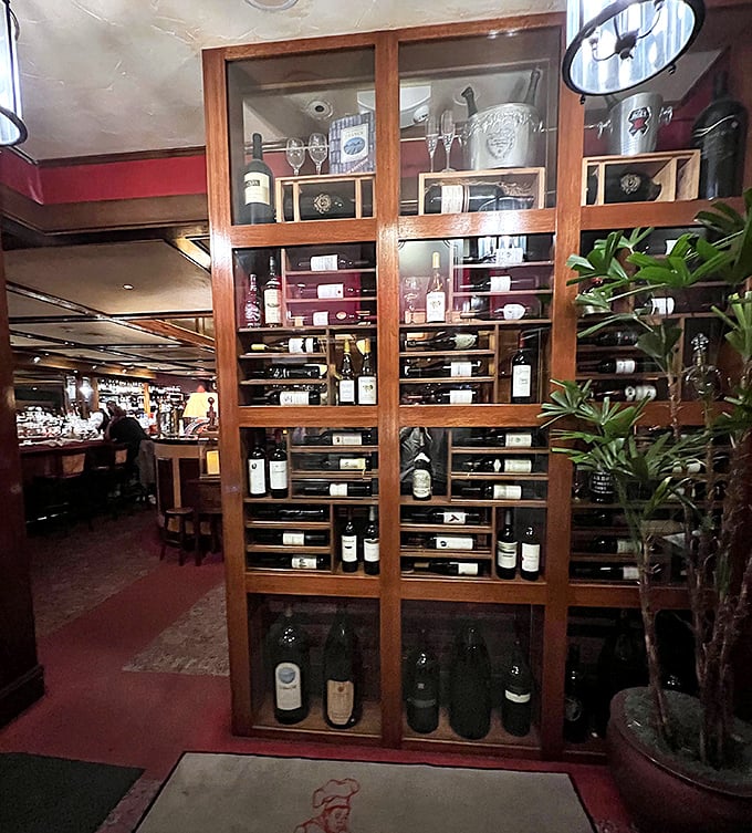 A wine collection that means business. These bottles aren't just for show – they're carefully selected companions for your prime rib journey.