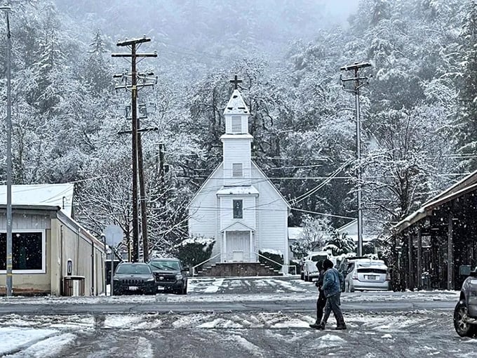 Even in winter, Fort Bragg maintains its charm—the occasional snowfall transforming the landscape into a coastal Christmas card that would make Bing Crosby jealous.
