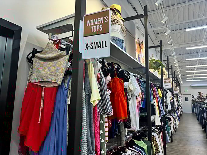 Women's tops organized by size—a revolutionary concept that saves you from the dreaded "arms-length rack shuffle."