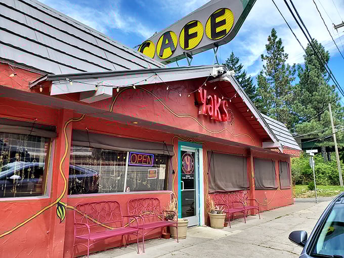 YAKS on the 5 serves up comfort food with a side of nostalgia in this cheerful red roadside cafe. Proof that not all highway dining involves a drive-thru window.