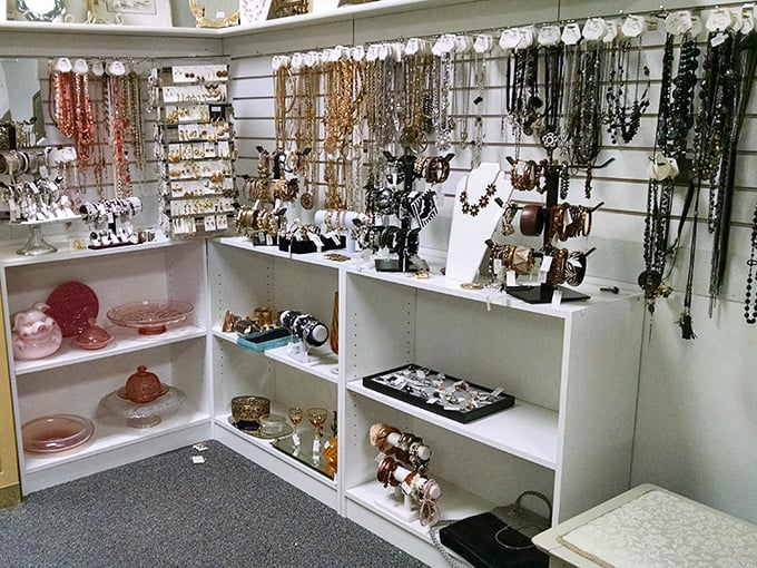 Jewelry corner—where yesterday's accessories await tomorrow's outfits. That necklace your stylish aunt would have worn is waiting for you.