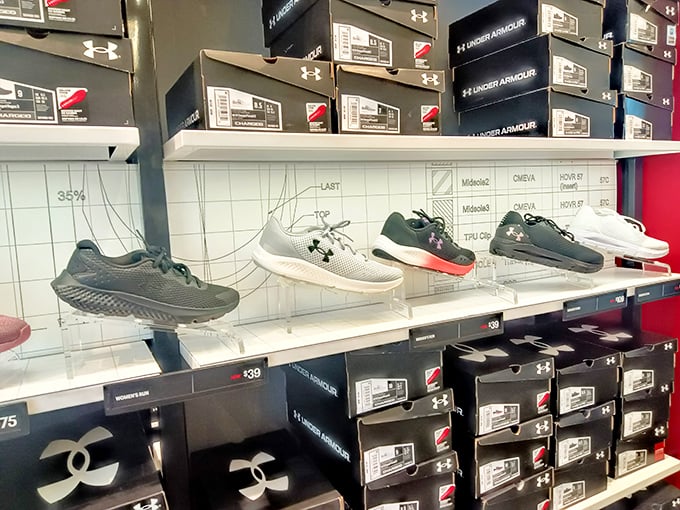 Under Armour's sleek athletic shoes lined up like soldiers ready for your next workout – or just looking sporty at the grocery store.