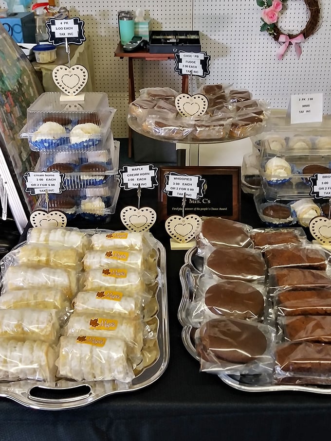 Sweet temptations arranged with care, offering homemade treats that make grocery store bakeries seem like sad imposters by comparison.