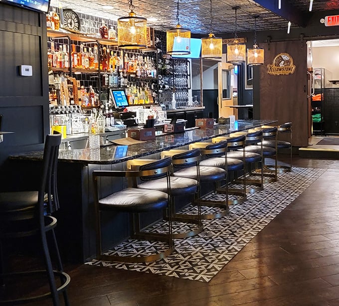 Bar stools with a view of liquid artistry, where your drink comes with a side of conversation.
