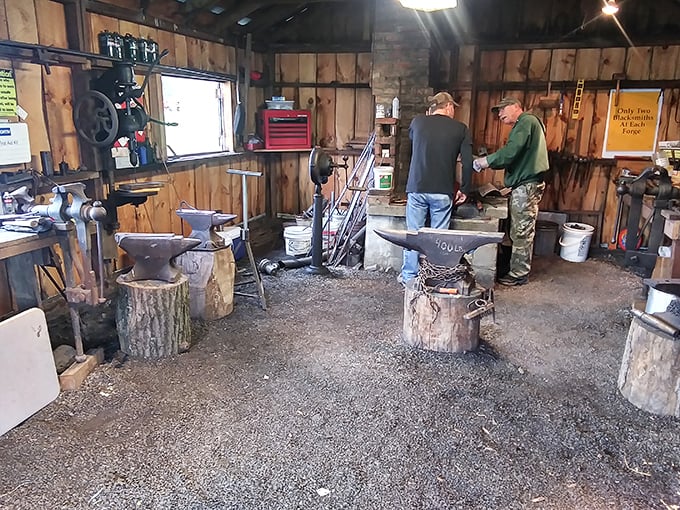 Step into the blacksmith shop where the ping of hammer on anvil provides the soundtrack to craftsmanship that refuses to surrender to obsolescence.