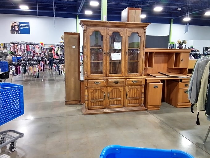 This isn't just a cabinet—it's a time machine to Grandma's dining room, complete with display space for your finest china.