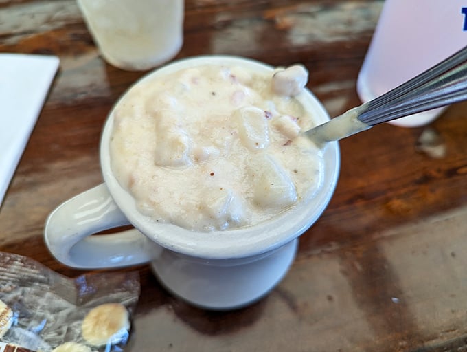 This isn't that sad, gloppy imposter chowder from tourist traps. Each spoonful reveals tender clams and smoky bacon in perfect harmony.