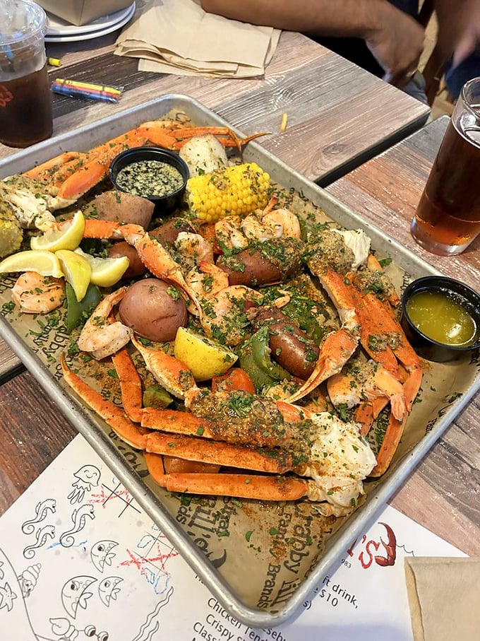 The seafood platter that makes you question if you've died and gone to crustacean heaven – a treasure chest of oceanic delights.