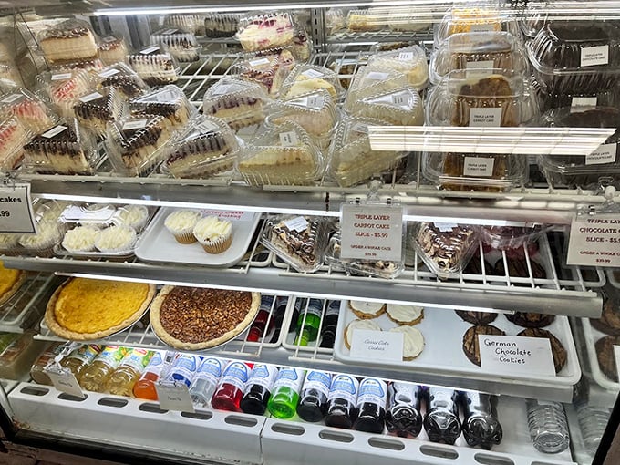The dessert case—where life-changing decisions are made daily and "I shouldn't" quickly transforms into "I absolutely should."