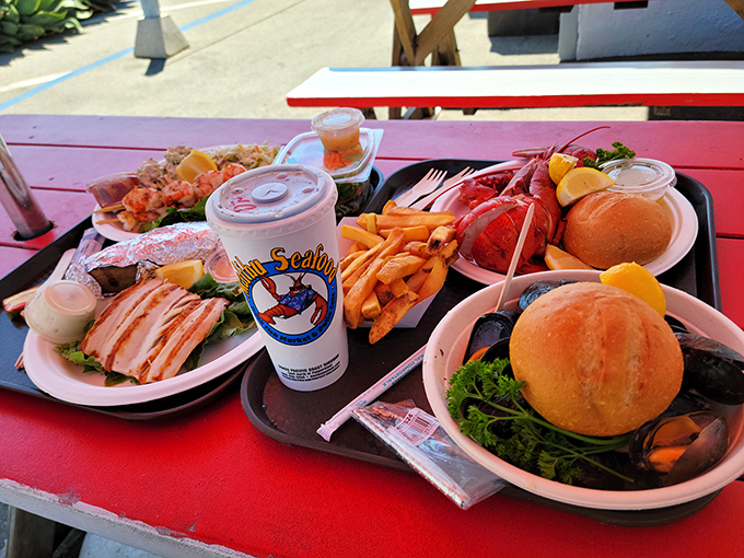 The seafood feast that makes you forget your table manners. Lobster, fries, and assorted treasures from the deep – Malibu's version of a royal banquet.