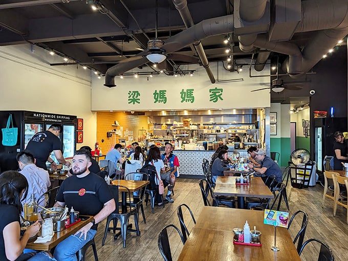 A bustling dining room filled with happy eaters—the universal language of "mmm" needs no translation in any Silicon Valley dialect.