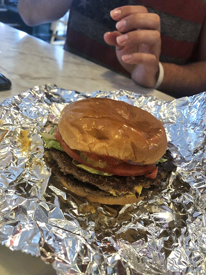 The double burger—because sometimes more is more, especially when "more" means another perfect patty of hand-formed beef.