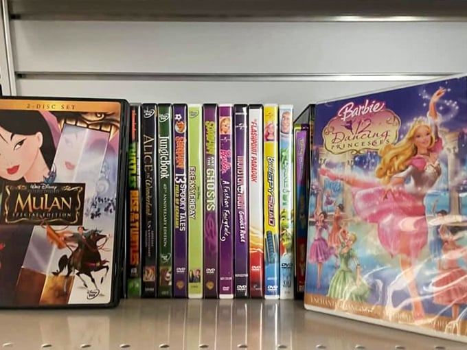 DVD collection that's basically Netflix before streaming—from Disney classics to Barbie, all without the monthly subscription fee.