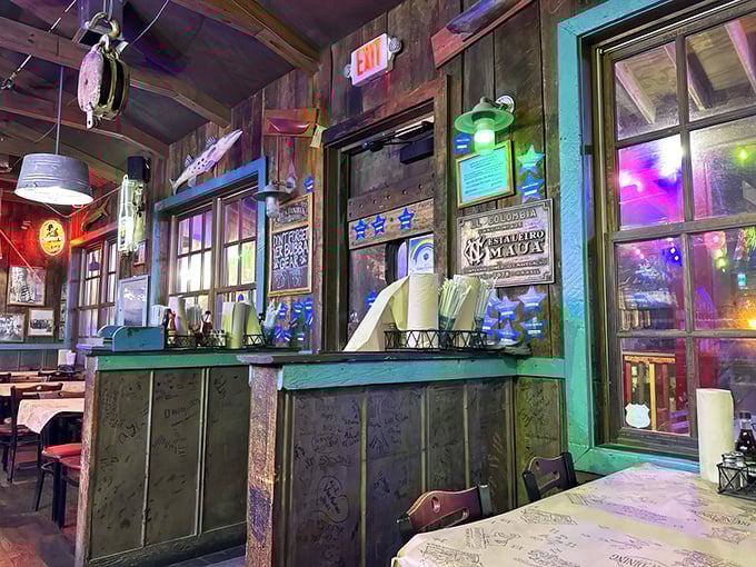 The walls didn't just happen—they evolved over years of salty air, good times, and the occasional hurricane warning. Character you can't fake.