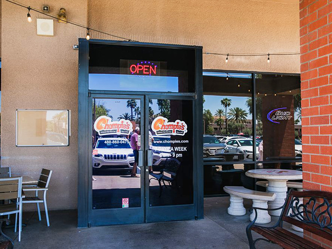 The entrance beckons with promises of air conditioning and overstuffed sandwiches—two things you desperately need in the Arizona heat.