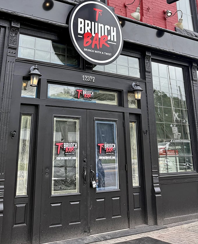 The entrance beckons with its bold signage and "Brunch with a Twist" promise—a doorway to deliciousness that delivers on its word.