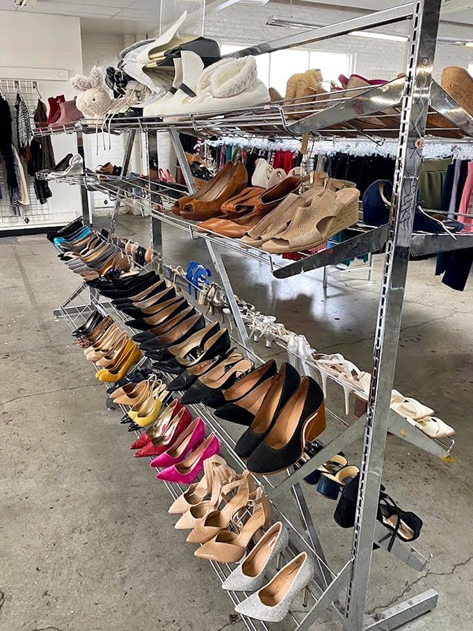 The shoe section rivals Imelda Marcos's closet, with heels, flats, and boots standing at attention, waiting for their Cinderella moment.