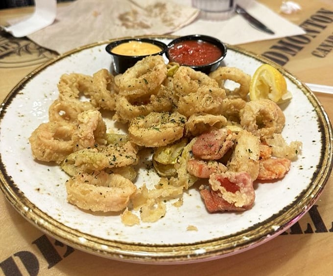 Fried calamari that's tender inside, crispy outside—the perfect opening act before the shrimp main event steals the show.