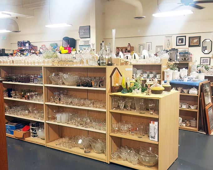 The glassware section could stock a prohibition-era speakeasy, with enough crystal to make your grandmother swoon with approval.