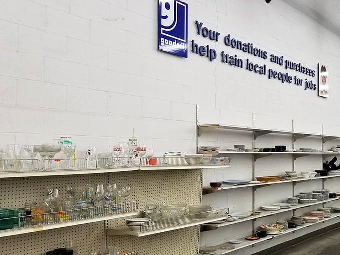 Glassware galore! From everyday tumblers to fancy stemware, this wall of glass holds endless entertaining possibilities.
