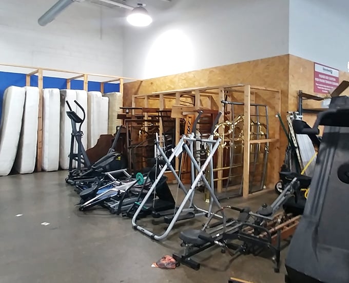 The fitness equipment graveyard—where New Year's resolutions come to rest and savvy home gym builders come to save hundreds.