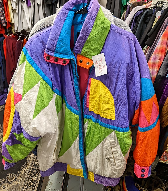 The jacket that screams "I dominated the ski lodge in 1989!" Color-blocking so bold it needs no Instagram filter to stand out.