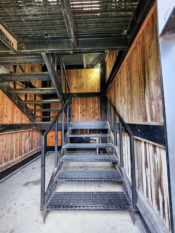 Industrial-chic meets postal fantasy in this view of the mailbox's internal structure. Form and function delivered with extra postage.